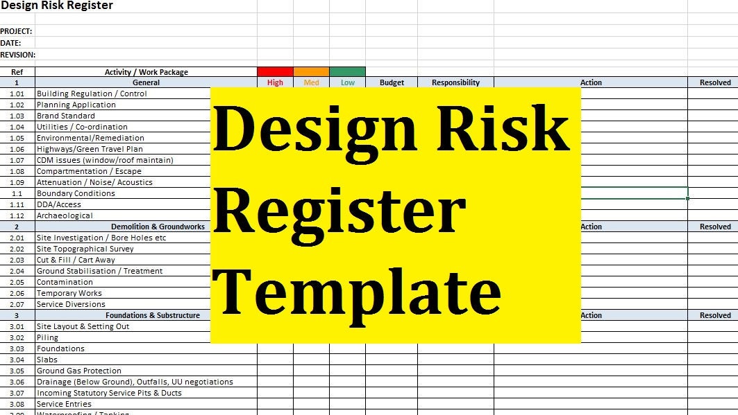Construction Design Risk Register Template - Etsy