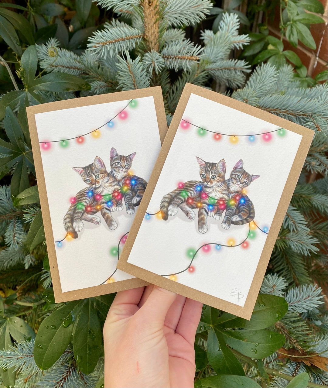 Cat Christmas Card Tabby Cat Christmas Card Kitten Card Handmade - Etsy UK
