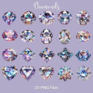Diamonds Clipart Bundle PNG, Sparkle Diamond Overlays, Luxury Gemstone ...