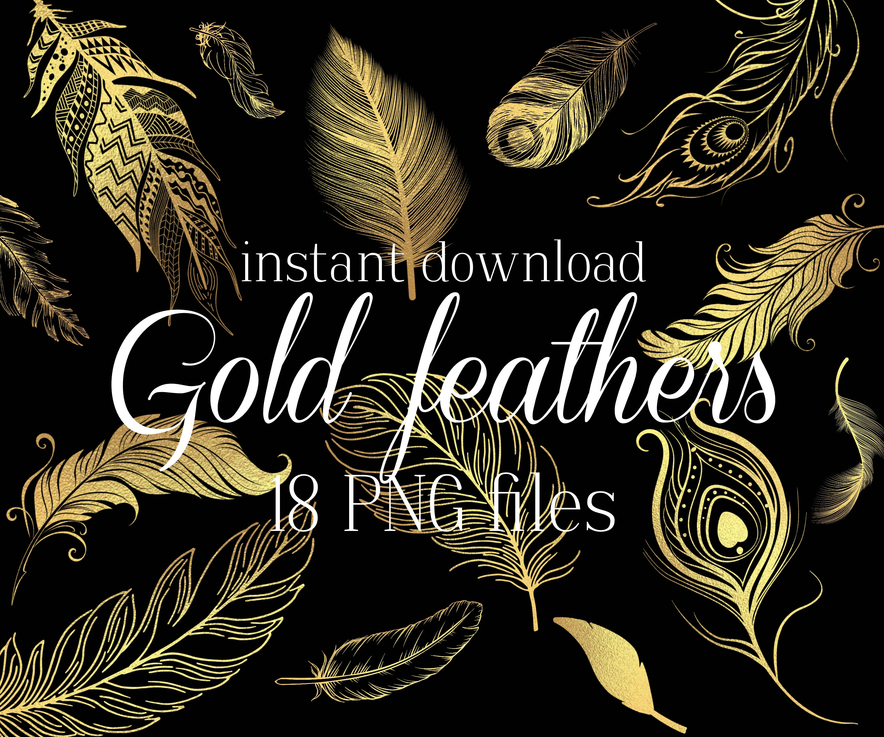 Gold Feather PNG, Gold Feather Clipart, Boho Feather, Gold Glitter ...