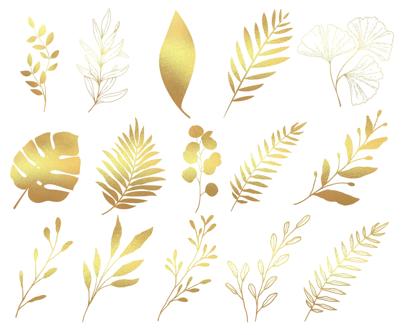 Gold Leaves PNG, Gold Branches PNG, Gold Foil PNG, Gold Leaves Clipart ...