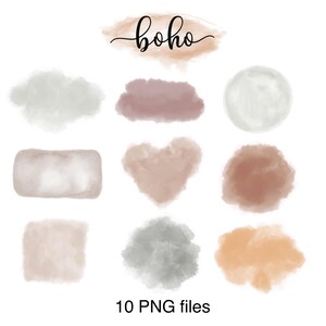 Watercolor Brush Strokes Clipart, Boho Watercolor Splashes, Watercolor ...