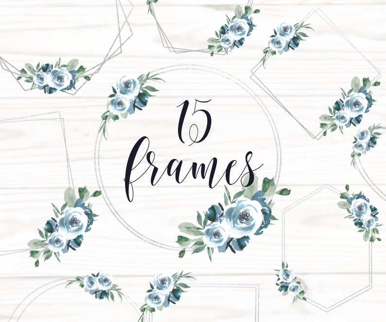 Floral Geometric Frames Watercolor Flowers Clipart Frames - Etsy