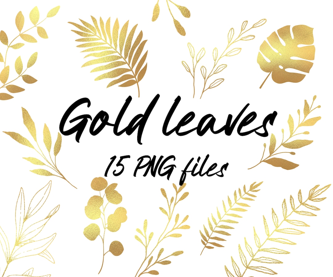 Gold Leaves PNG, Gold Branches PNG, Gold Foil PNG, Gold Leaves Clipart ...