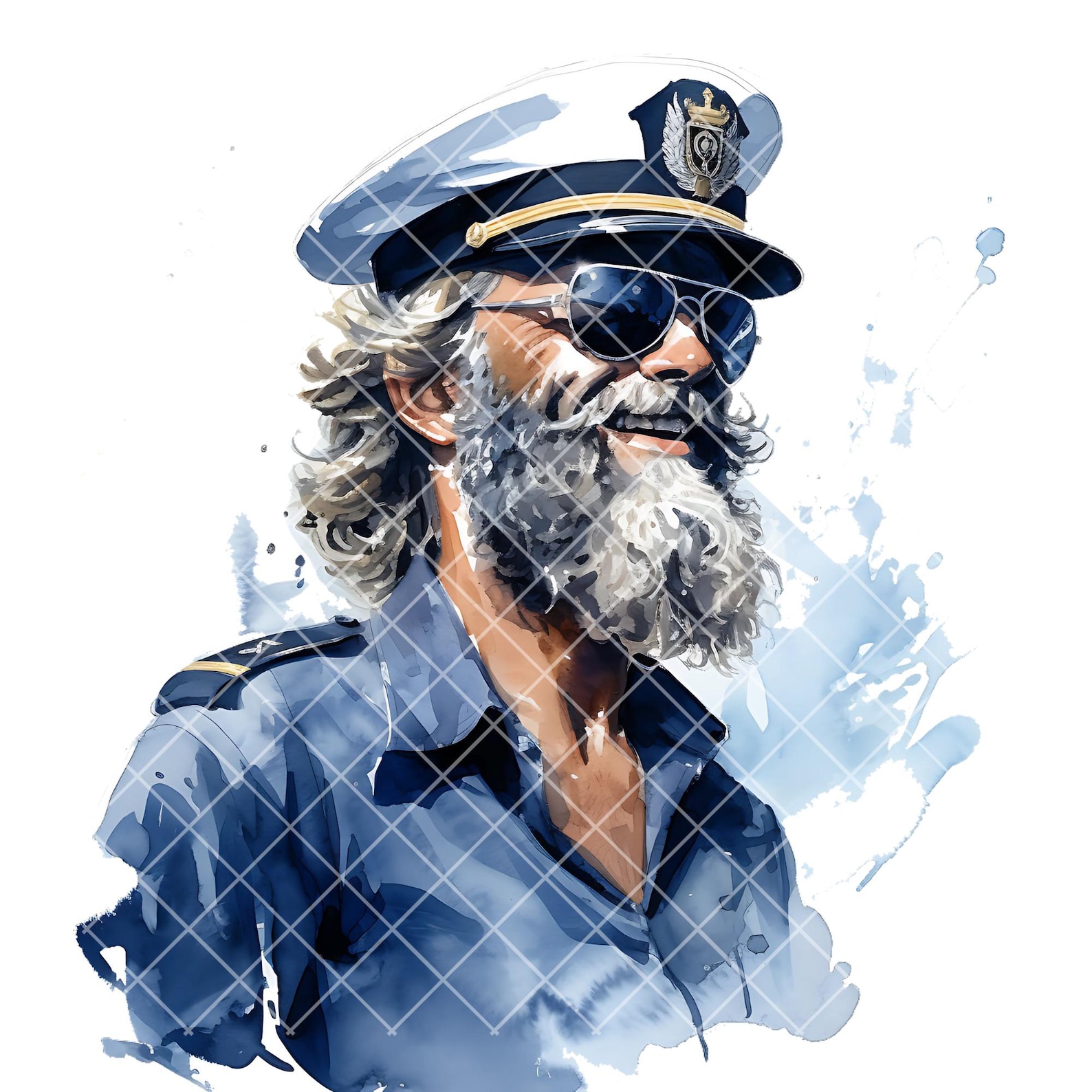 Nautical Clipart, Blue Clipart, Watercolor Clipart, Sailor Graphics ...
