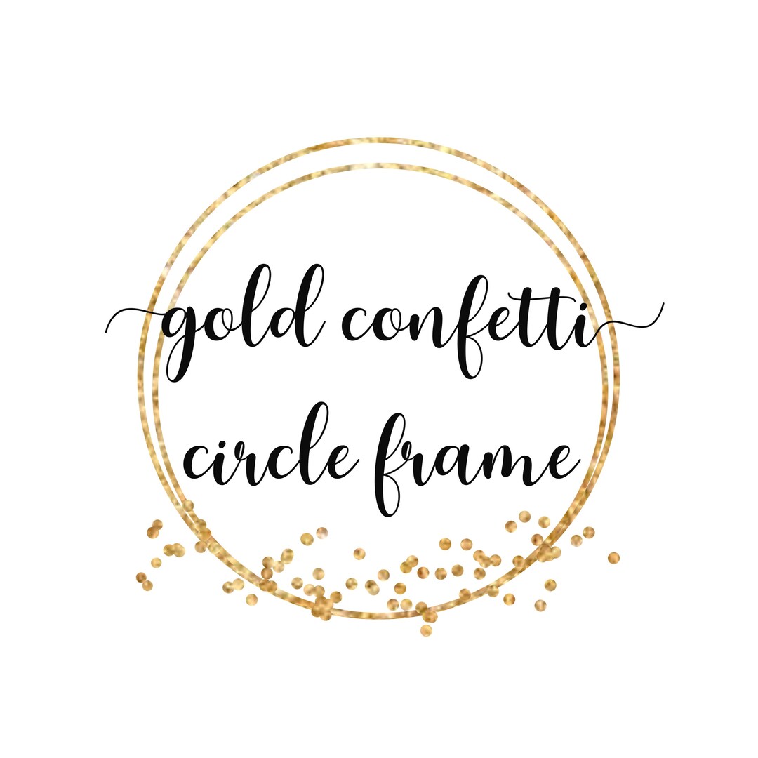 Gold Glitter Circle Frame PNG, Gold Confetti Elegant Frame Clipart ...