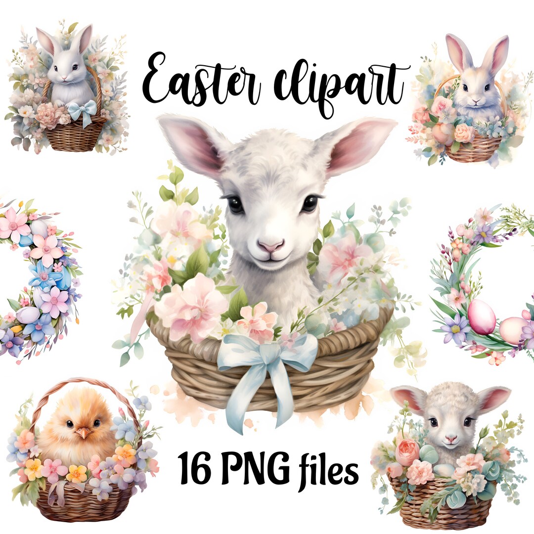 Easter Clipart Bundle, Watercolor Illustration, Easter Sublimation ...