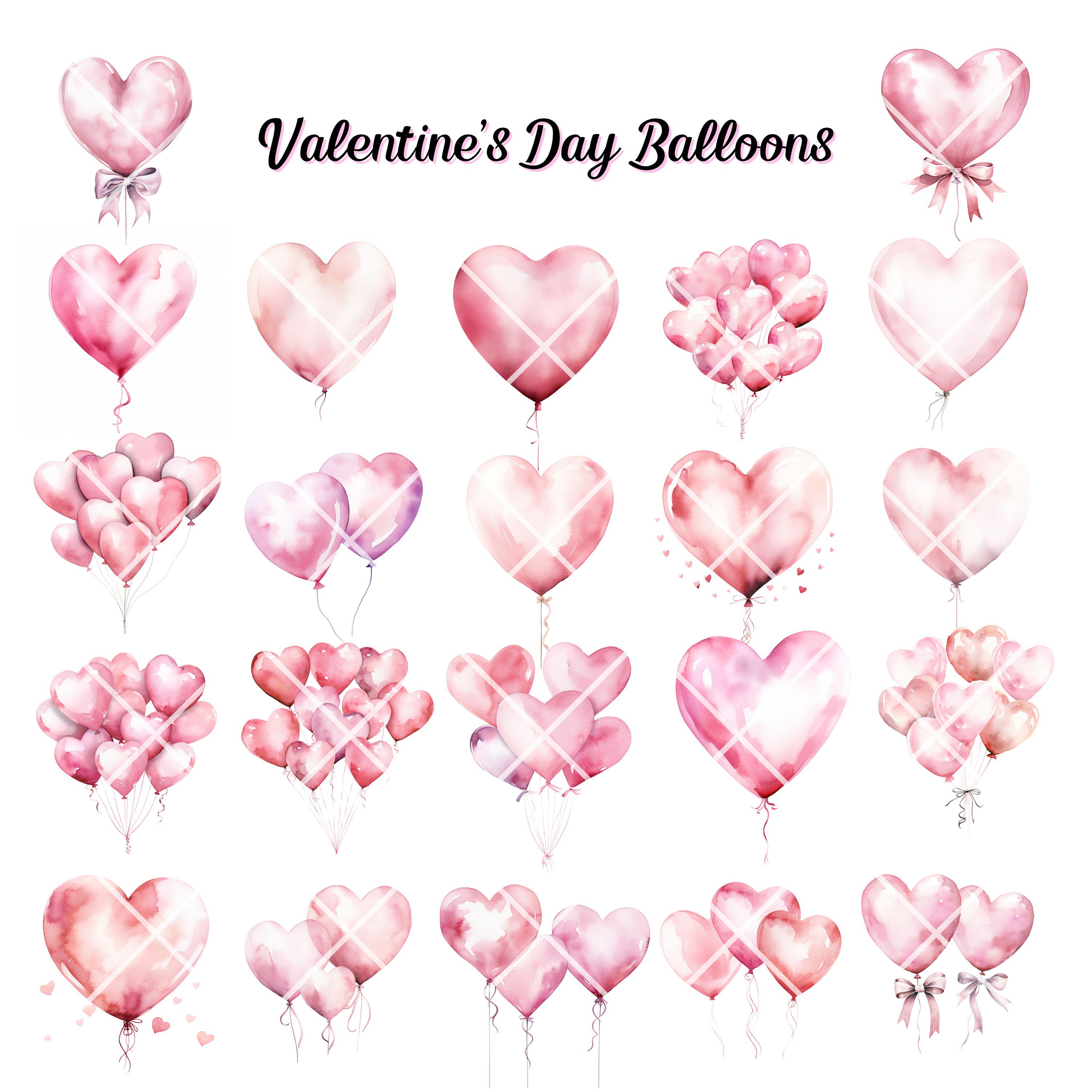 Heart Balloons Clipart, Valentine’s Day Clipart, Valentine’s Day ...
