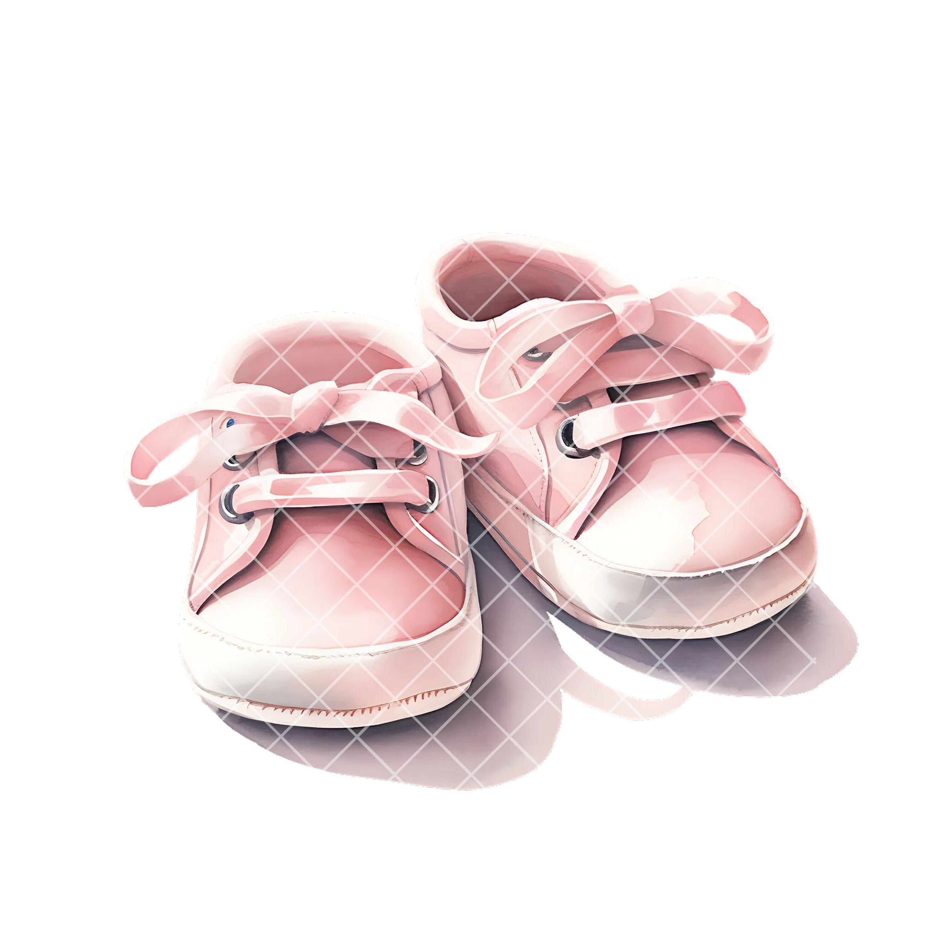 Watercolor Baby Girl Shoes Clipart, Pink Baby Shoes PNG, It’s a Girl ...