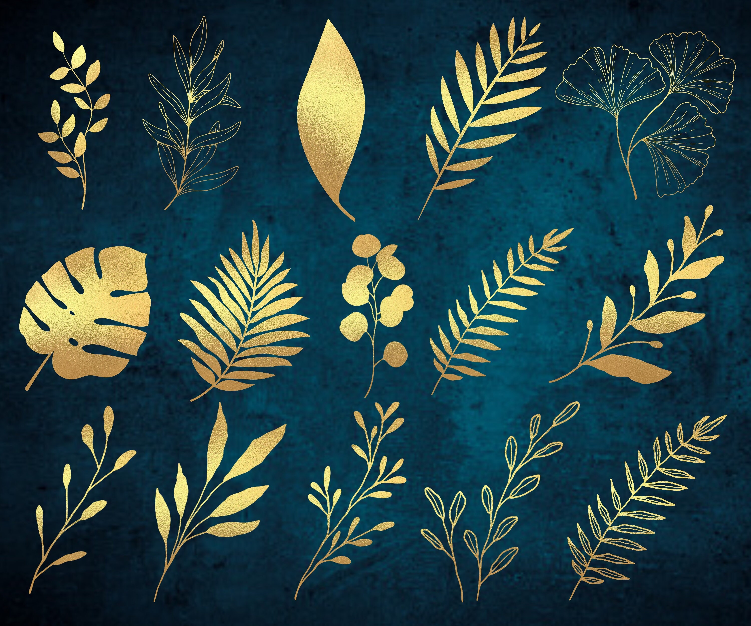 Gold Leaves PNG, Gold Branches PNG, Gold Foil PNG, Gold Leaves Clipart ...