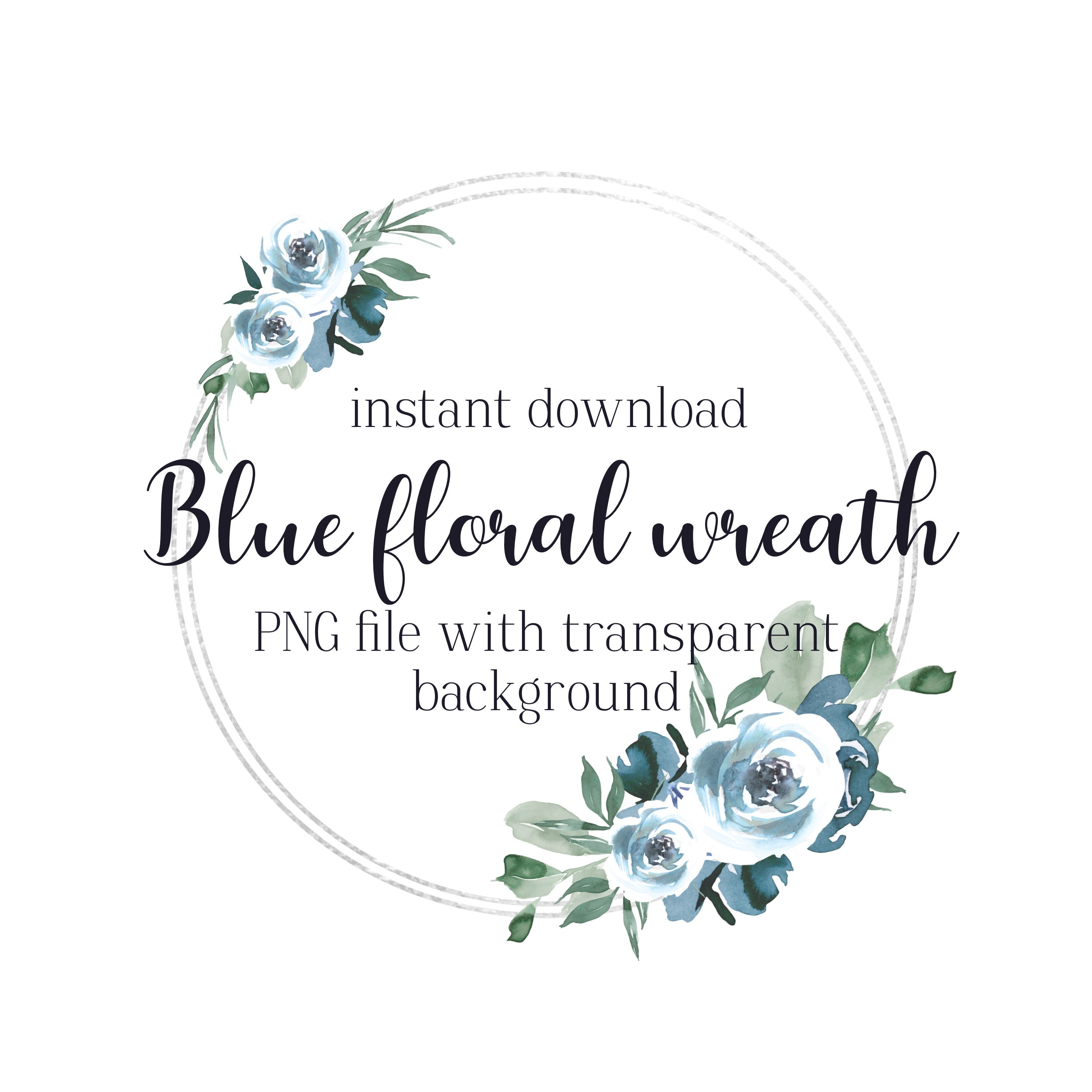 Blue Floral Wreath PNG, Watercolor Flowers Blossom Frame, Floral Circle ...