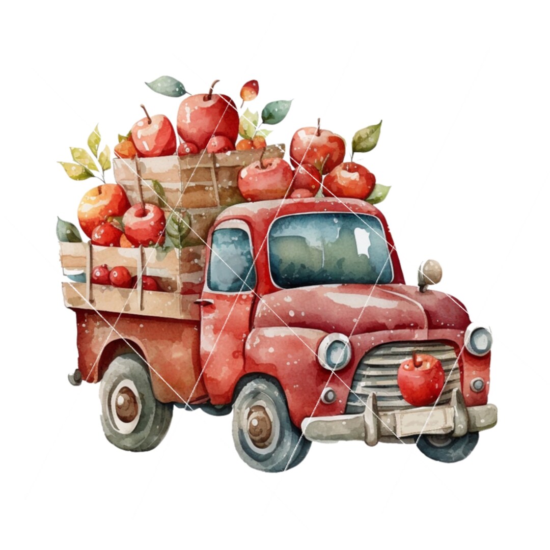 Fall Truck With Apples PNG, Thanksgiving Clipart, Thanksgiving ...