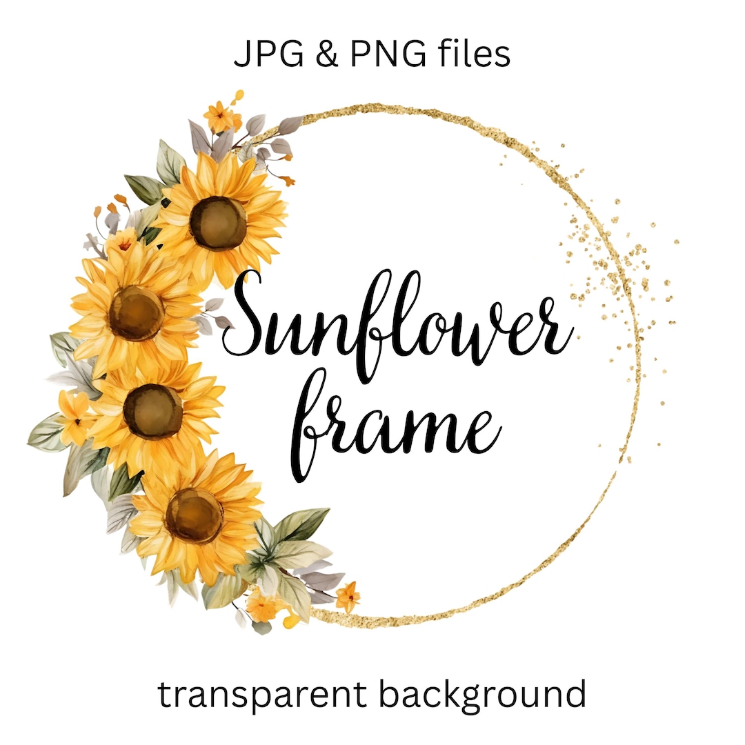 Sunflower PNG, Sunflower Gold Frame PNG, Sunflower Wreath PNG ...