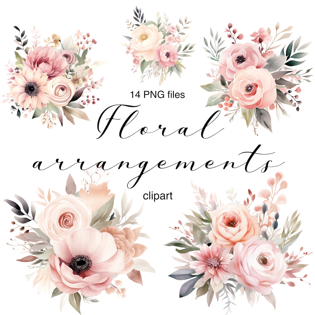 Blush Pink Floral Clipart, Floral Arrangements, Wedding Flowers ...