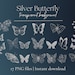 Silver Butterfly PNG Bundle, Butterfly Clipart, Silver Glitter ...