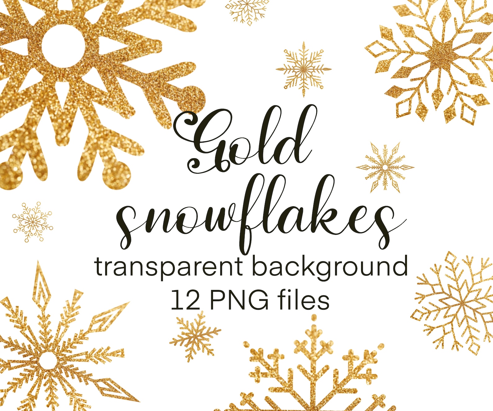 Gold Snowflake PNG Glitter Snowflakes PNG Snowflake Clipart - Etsy