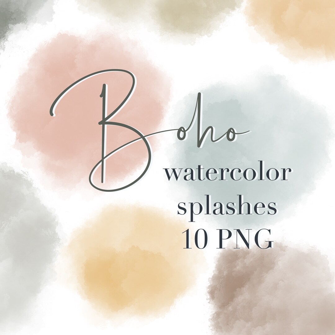 Boho Watercolor Splashes | Logo Background | Brush Strokes Clipart ...