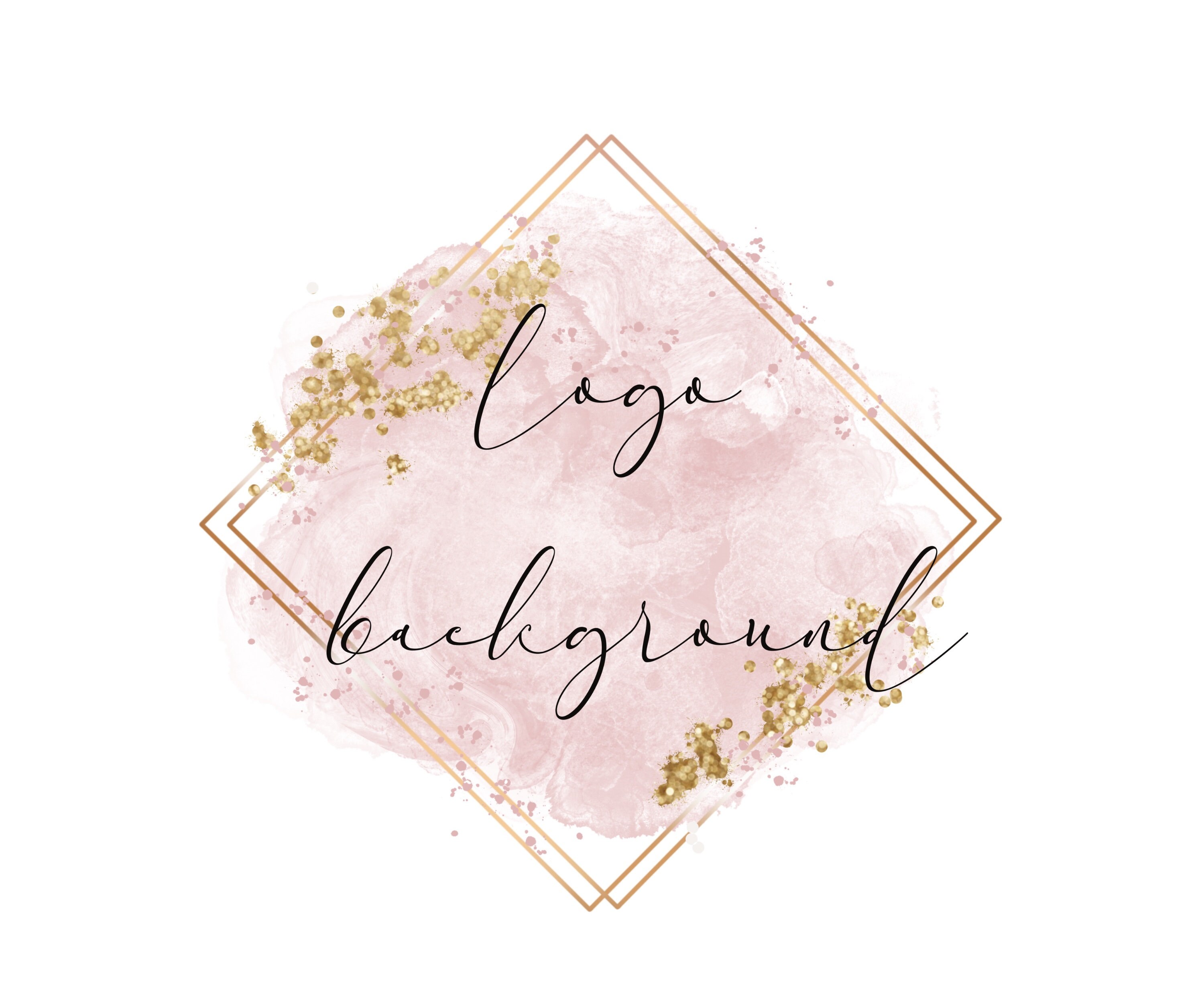 Watercolor Logo Background, Blush Pink & Gold Logo Template, Alcohol ...