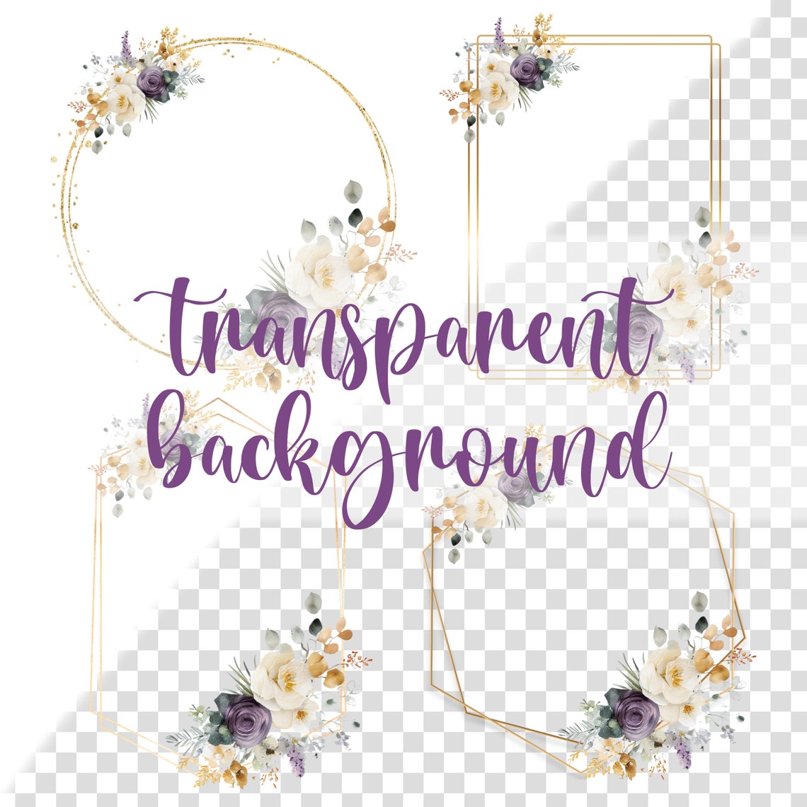 Gold Frames With Flowers Gold Foil Circle Frame Floral - Etsy