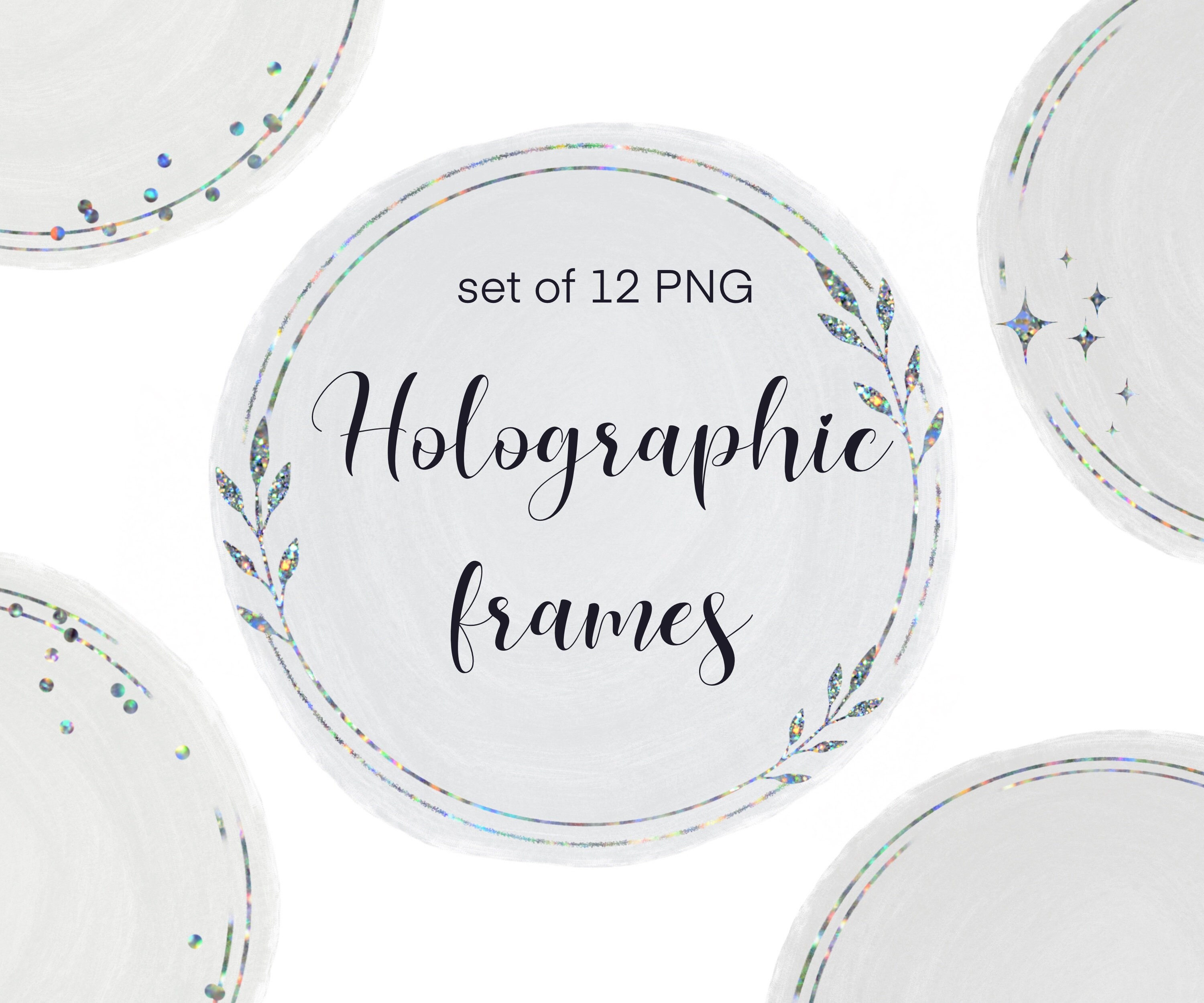 Holographic Glitter Frame Overlays Holographic Foil Frame - Etsy