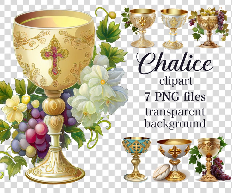 Chalice Clipart, Chalice PNG, Christian Clipart, First Communion, Holy ...