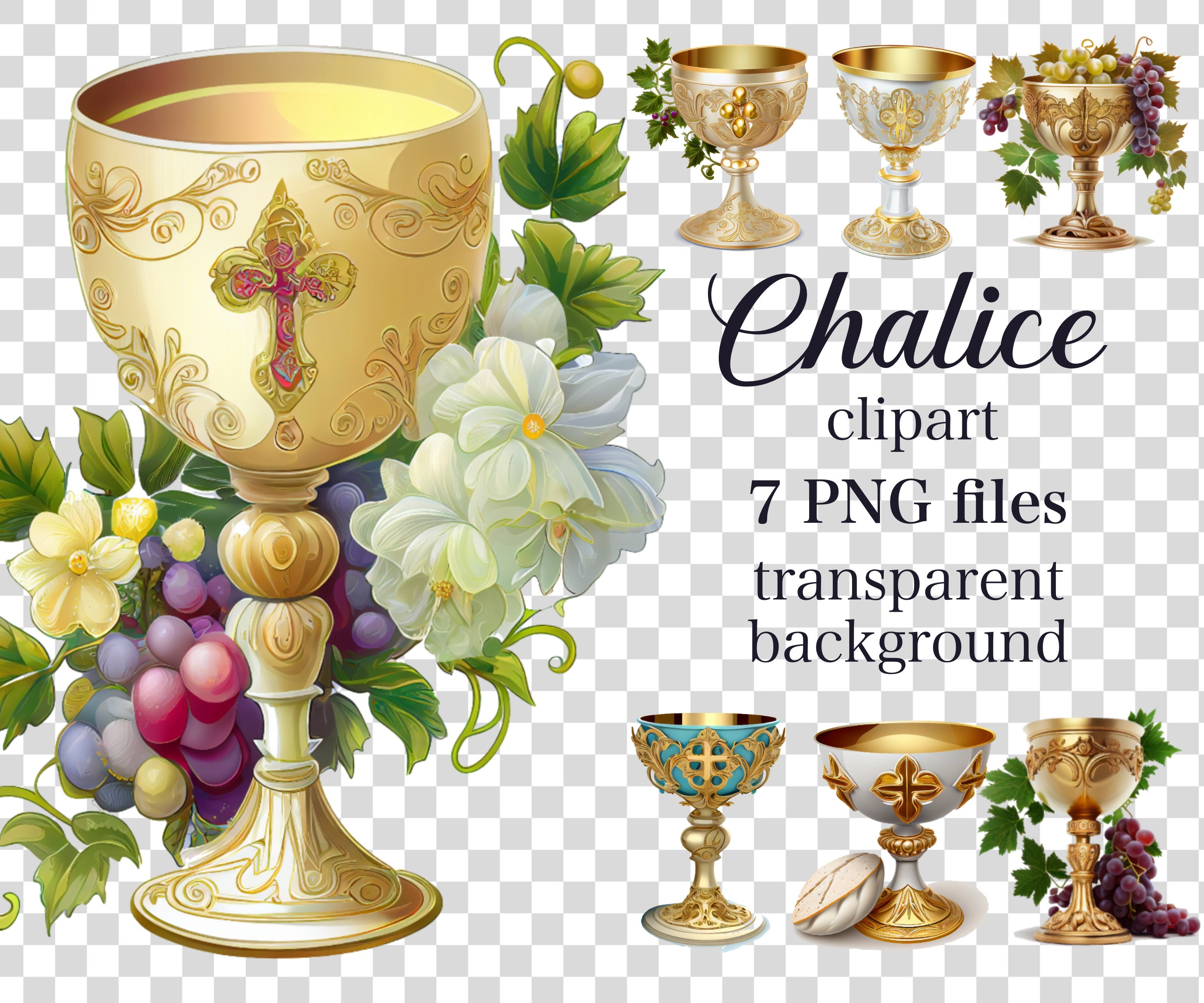 Chalice Clipart, Chalice PNG, Christian Clipart, First Communion, Holy Communion, Christening ...