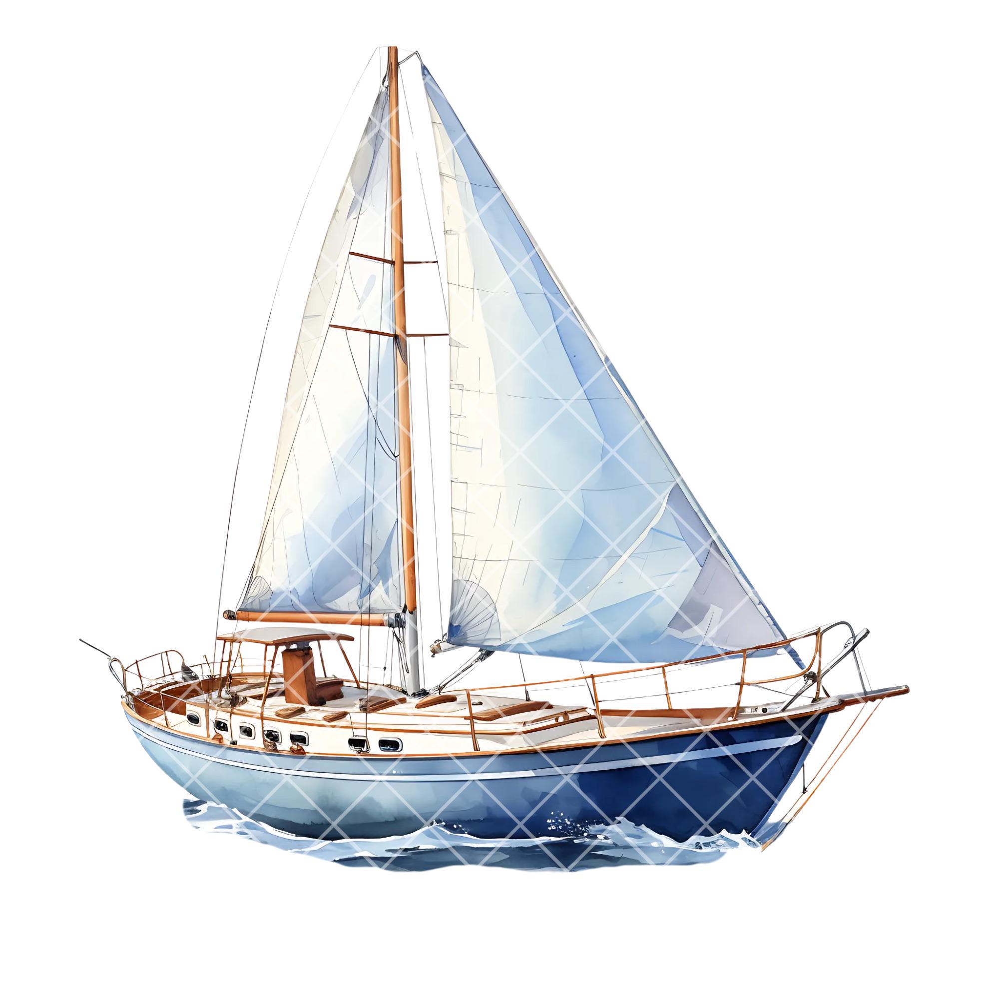 Nautical Clipart, Blue Clipart, Watercolor Clipart, Sailor Graphics ...