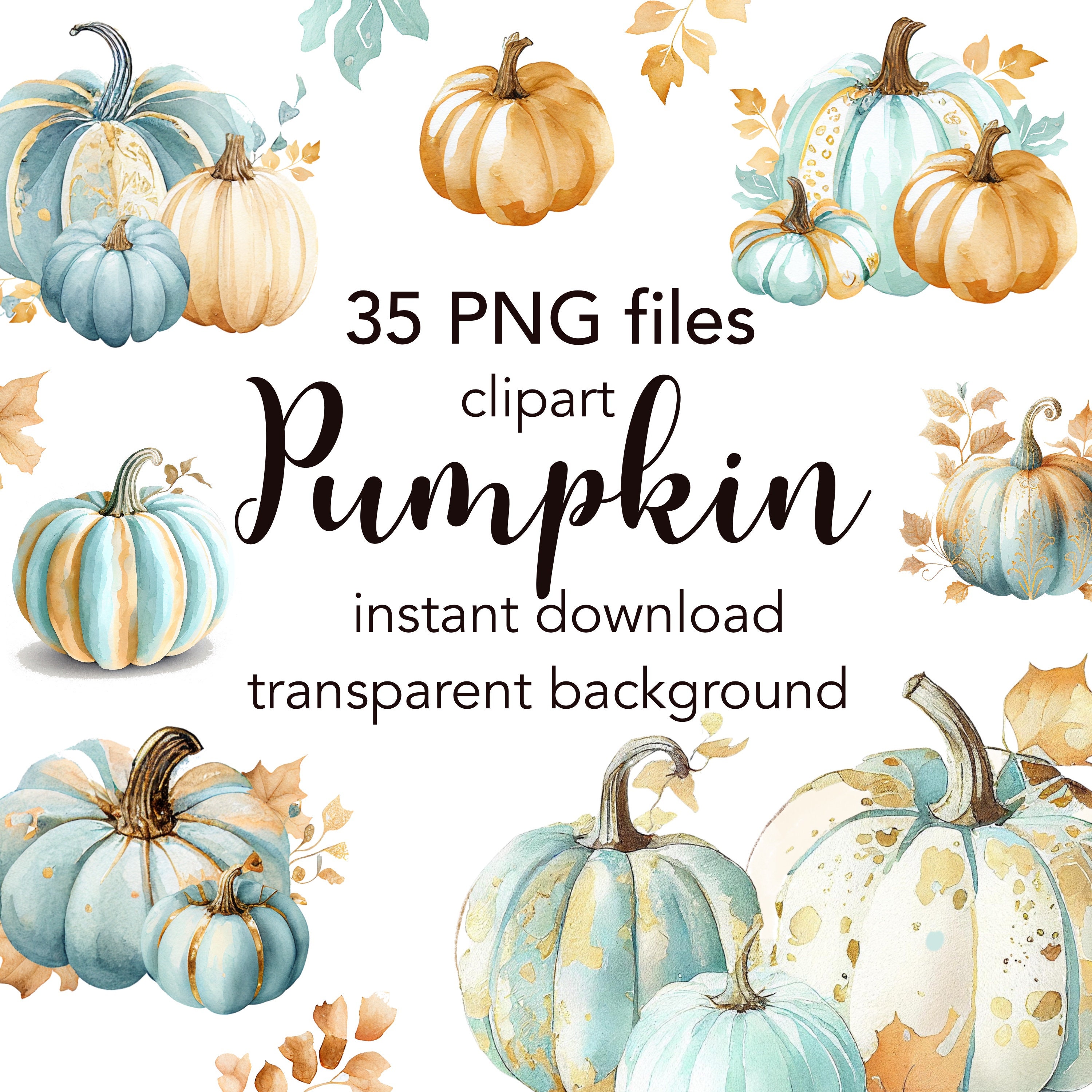 Pumpkin Clipart Watercolor Pumpkin Fall Autumn Design - Etsy