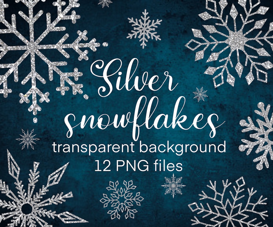 Silver Snowflake PNG Glitter Snowflakes PNG Snowflake - Etsy