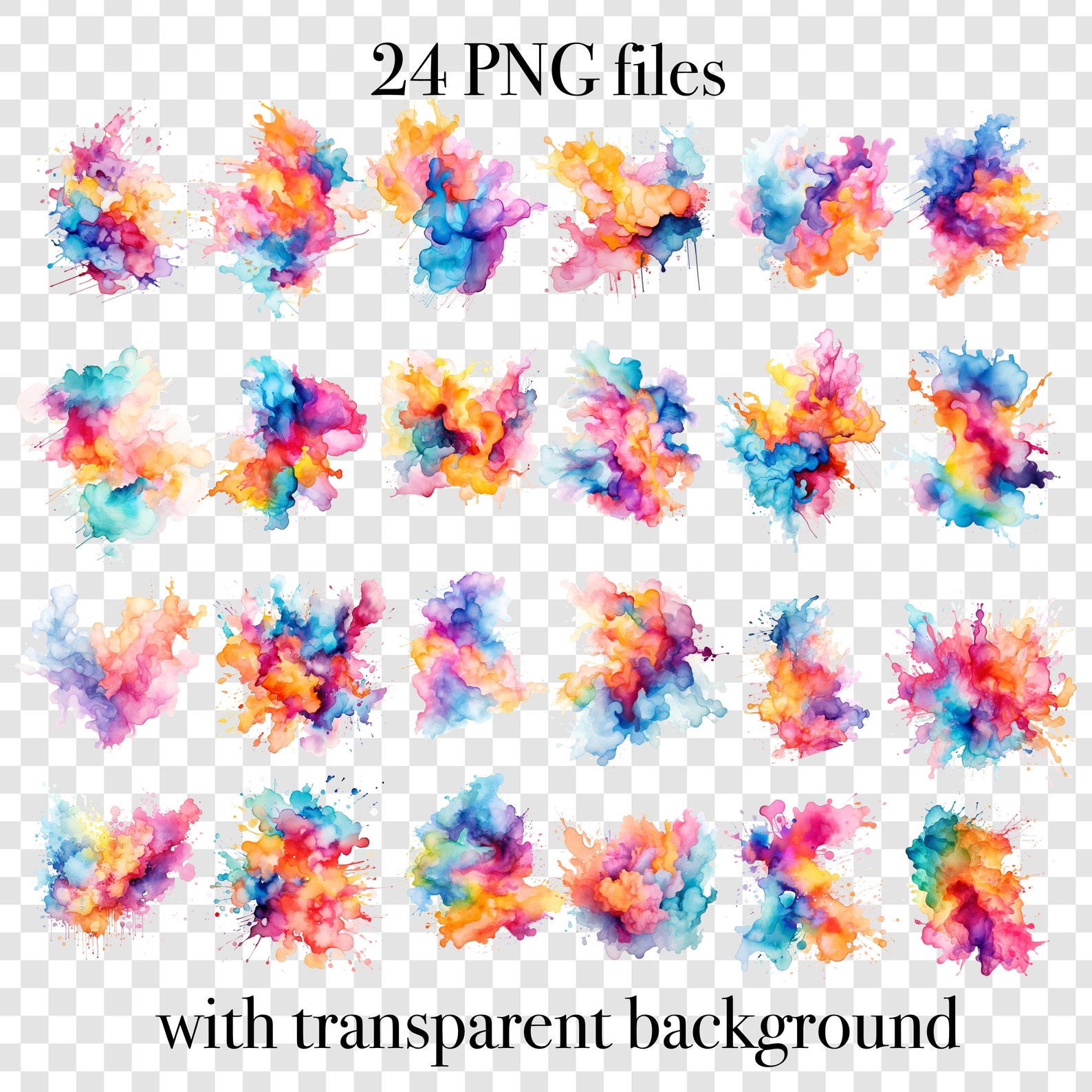 Watercolor Color Splash Clipart, Colorful Paint Splatter PNG, Alcohol ...