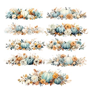 Pumpkin Border Clipart, Pumpkin Arrangements, Fall Floral Clipart ...