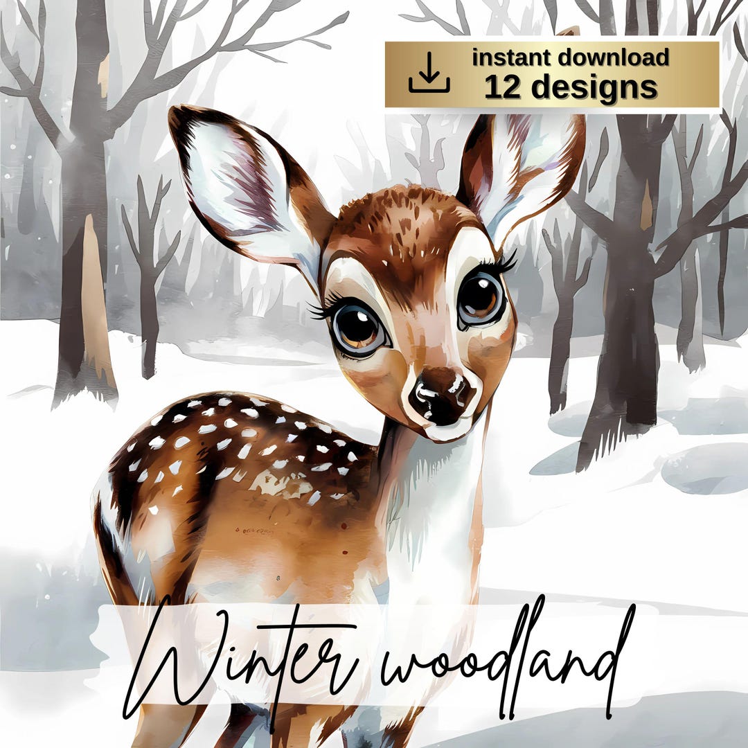 Winter Woodland Clipart, Woodland Animals, Watercolor Winter Clipart ...