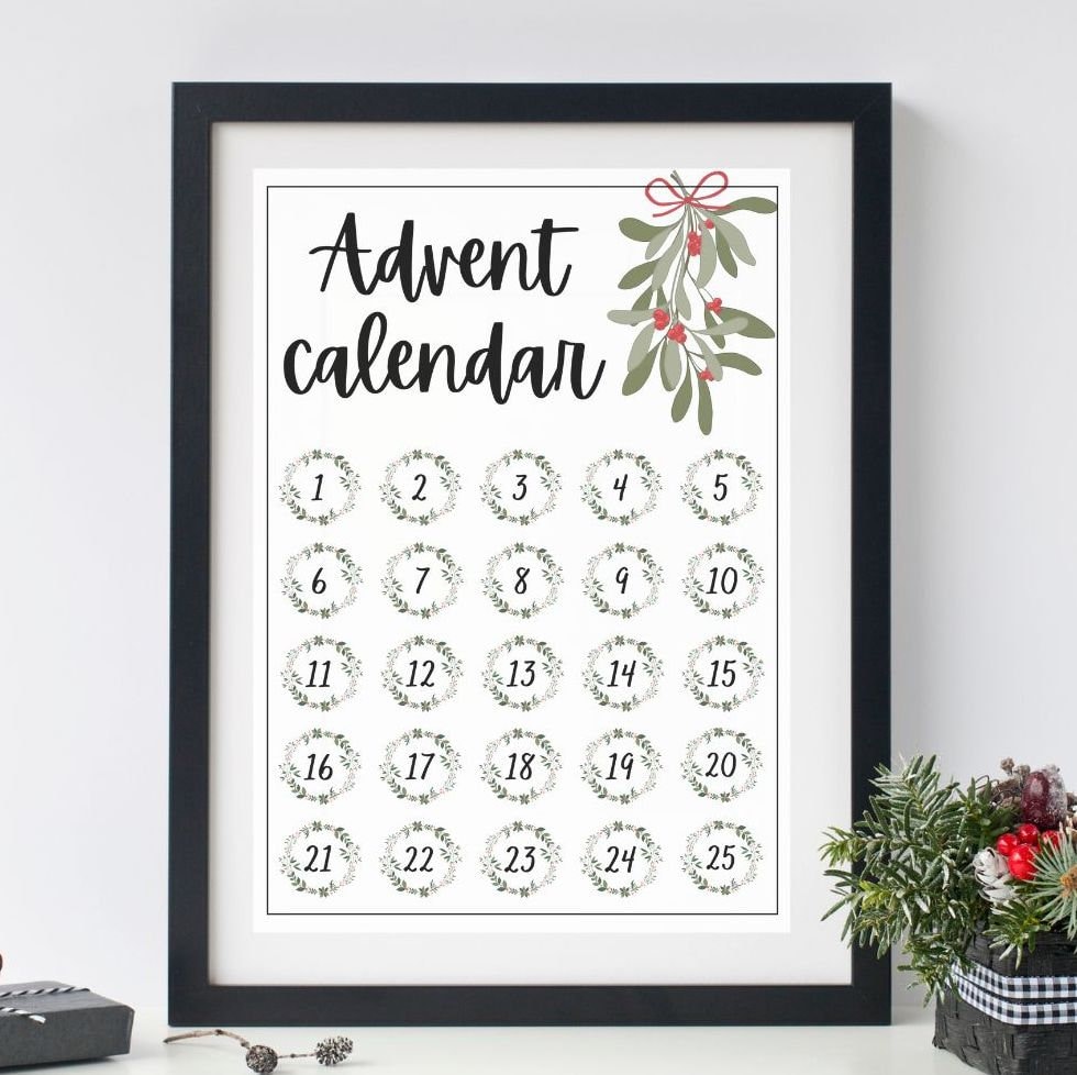 Printable Advent Calendar in PDF Format Printable Countdown - Etsy