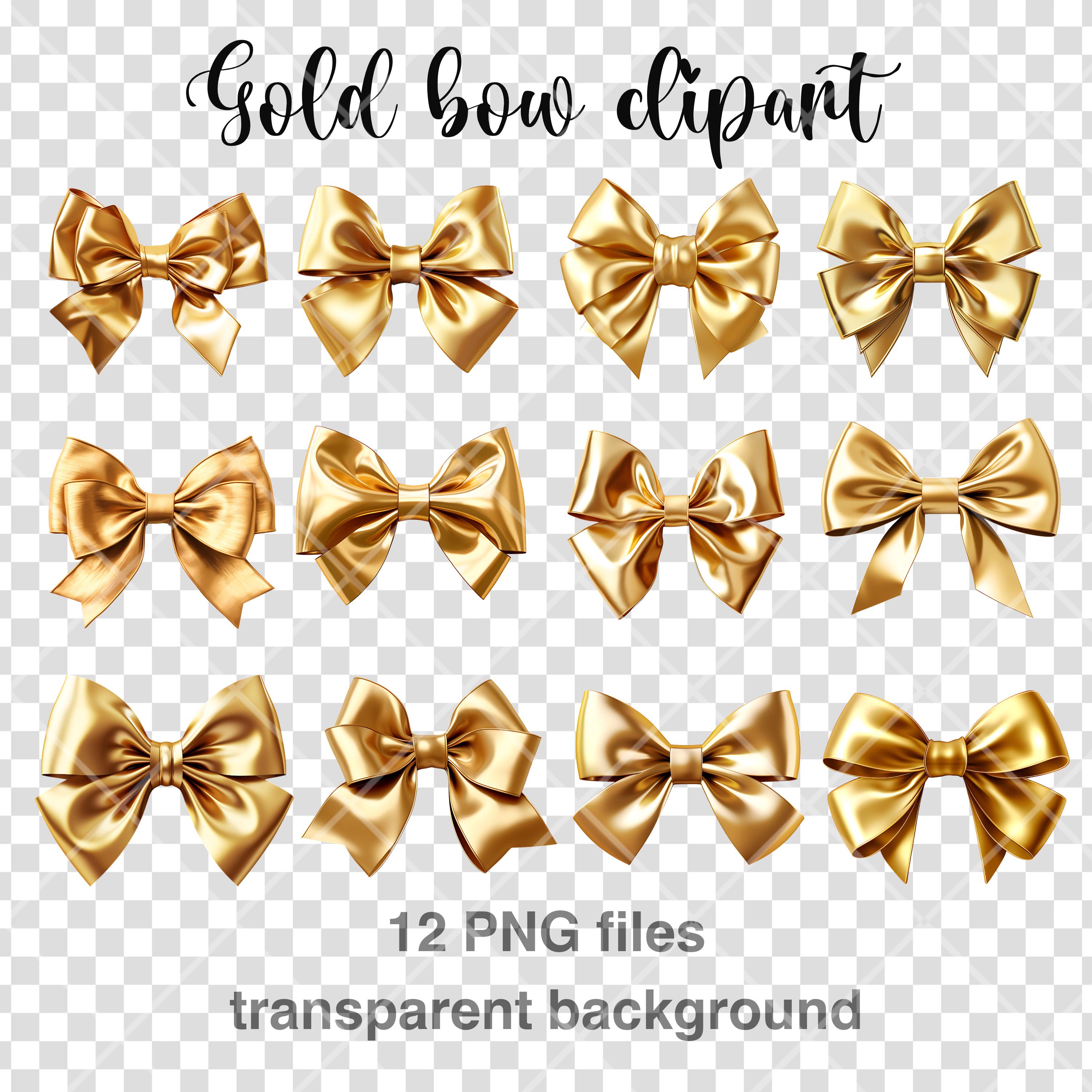 Gold Bow Clipart Bundle, Gold Bow PNG, Bow Sublimation Design, Gold Bow ...