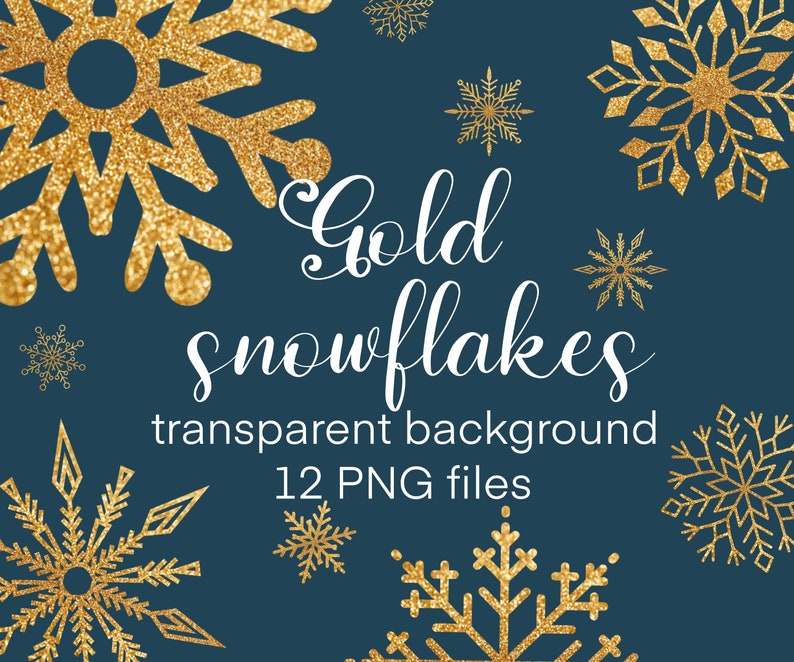 Gold Snowflake PNG Glitter Snowflakes PNG Snowflake Clipart - Etsy