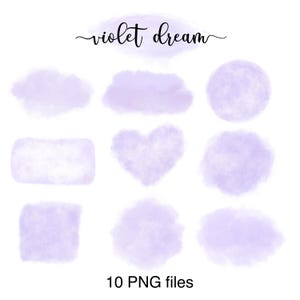 Watercolor Brush Strokes Clipart, Violet Watercolor Splashes ...