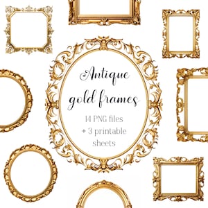 Gold Frame Clipart, Gold Frame PNG, Metallic Golden Frames, Gold Border ...