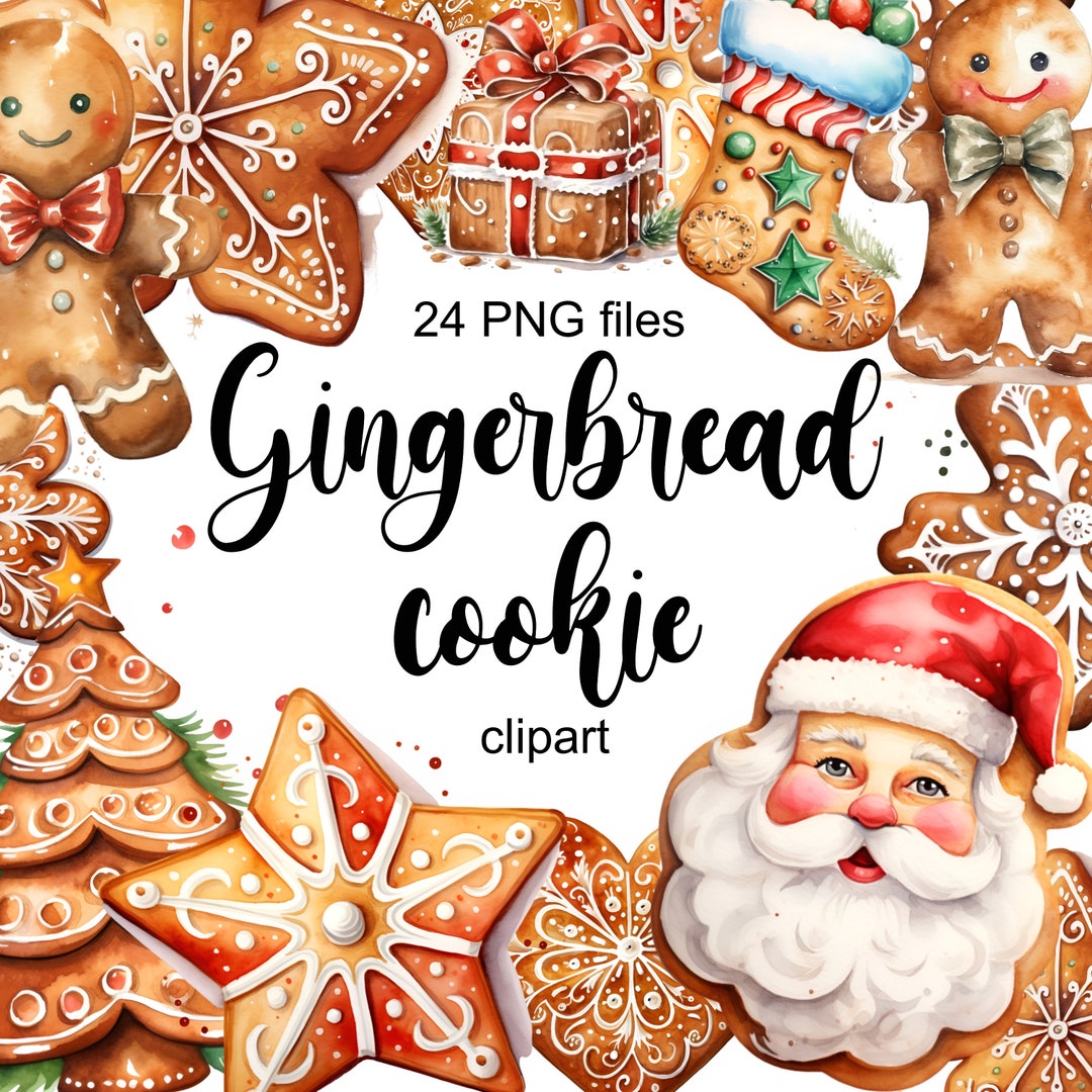 Christmas Ginger Cookies Clipart, Watercolor Christmas Clipart ...