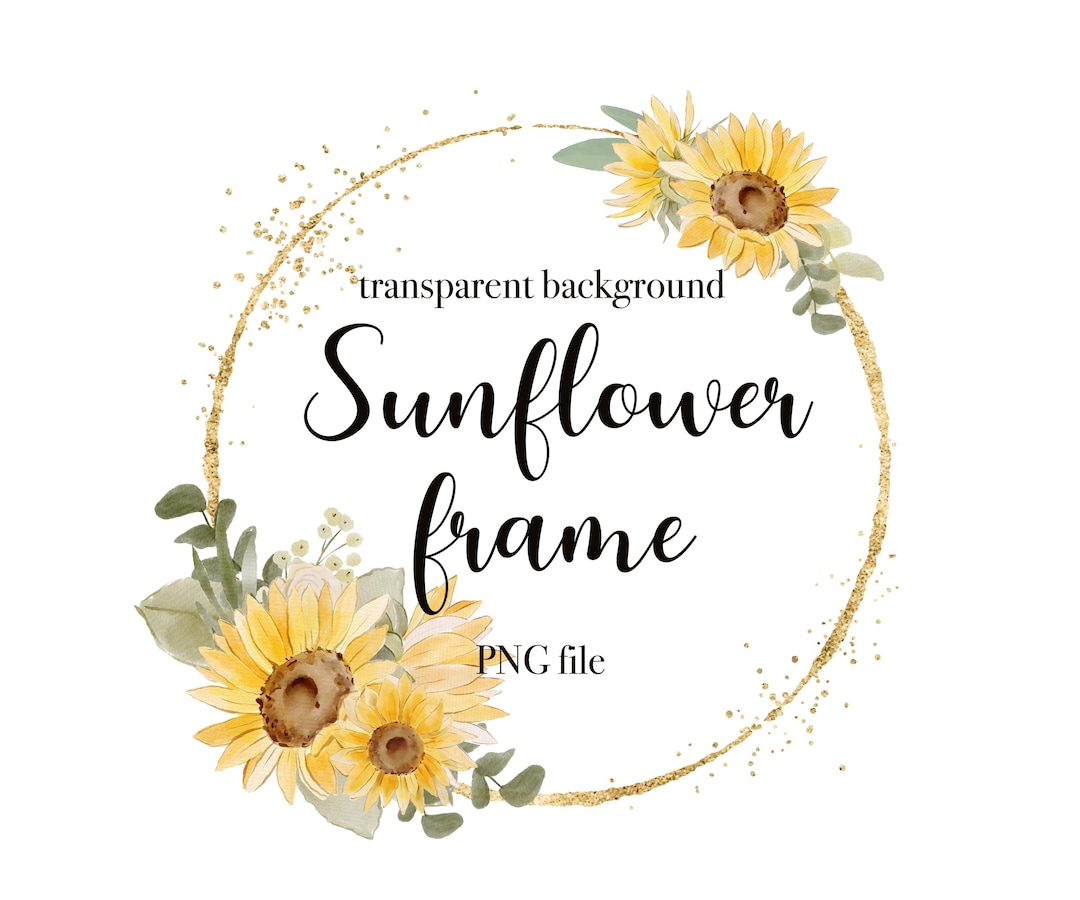Sunflower PNG, Sunflower Gold Frame PNG, Sunflower Wreath PNG ...