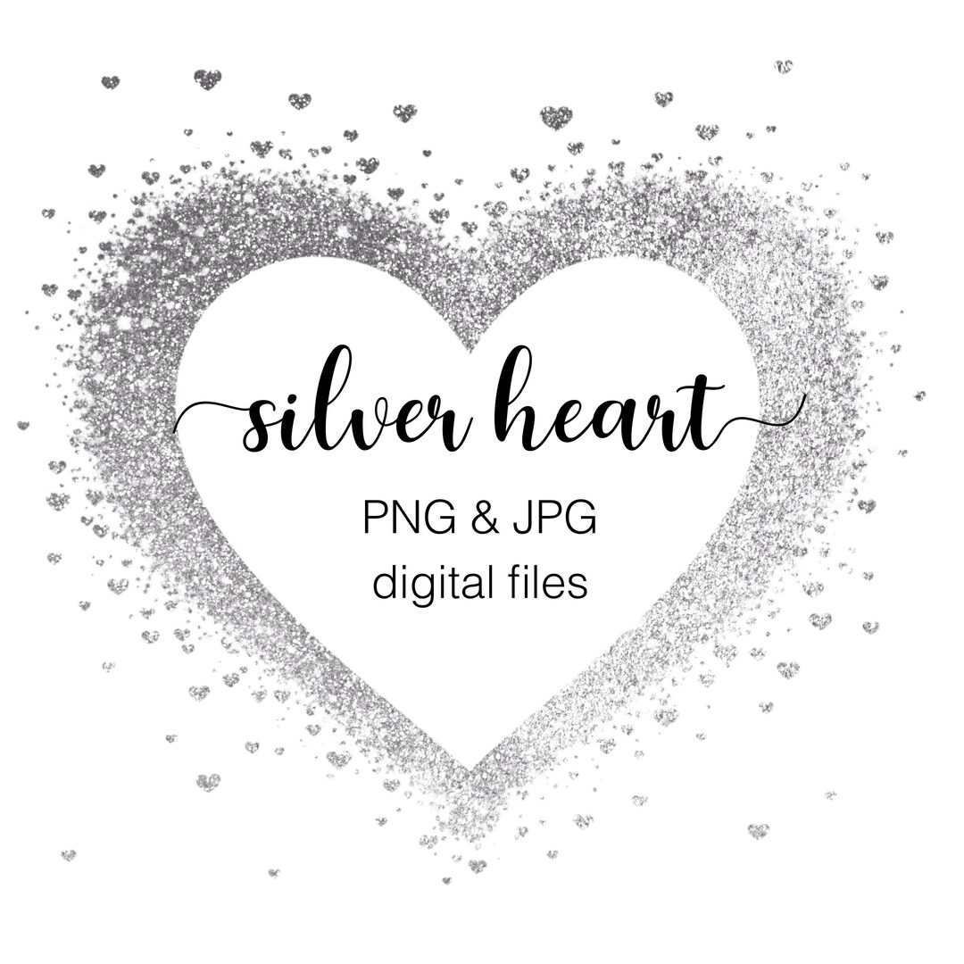 Silver Heart Frame, Silver Foil Glitter Heart, Silver Heart Frame Photo ...