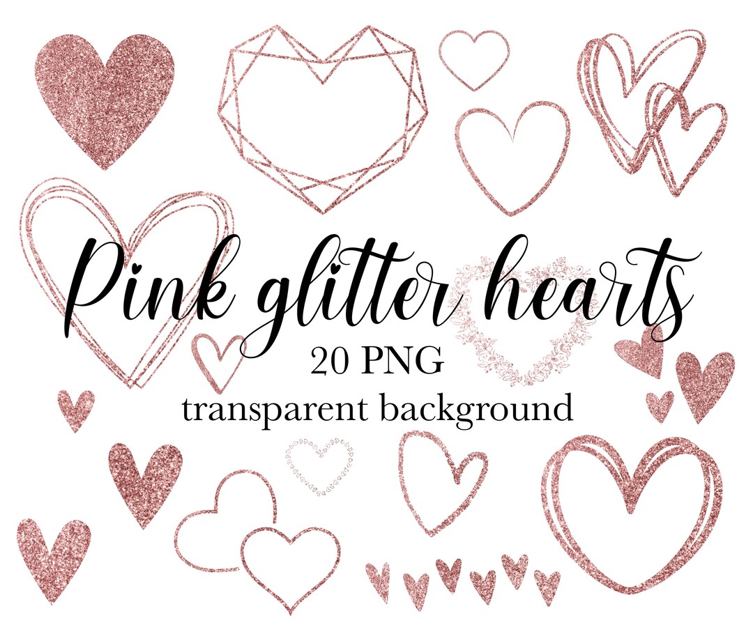 Pink Glitter Hearts PNG, Rose Gold Heart Clipart, Rose Gold Photo ...