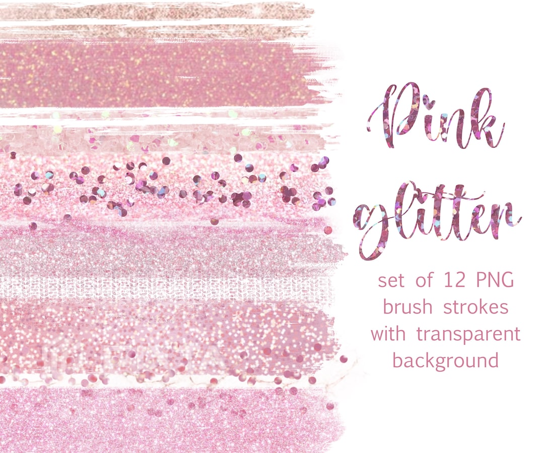 Pink Glitter Brush Strokes, Pink Glitter Clipart, Pink Confetti PNG ...
