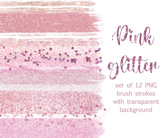 Pink Glitter Brush Strokes Pink Glitter Clipart Pink | Etsy