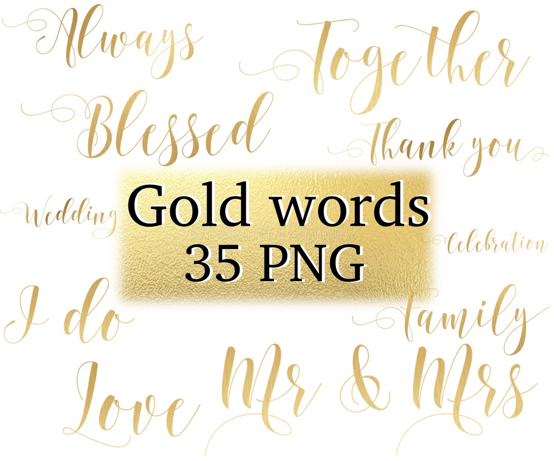 Gold Words PNG Gold Foil Words Photo Overlay Wedding Gold - Etsy