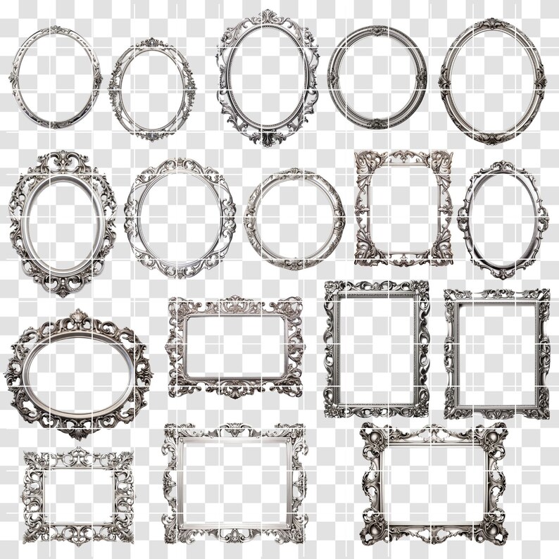 Silver Frame Clipart, Silver Frame PNG, Metallic Silver Frames, Silver ...