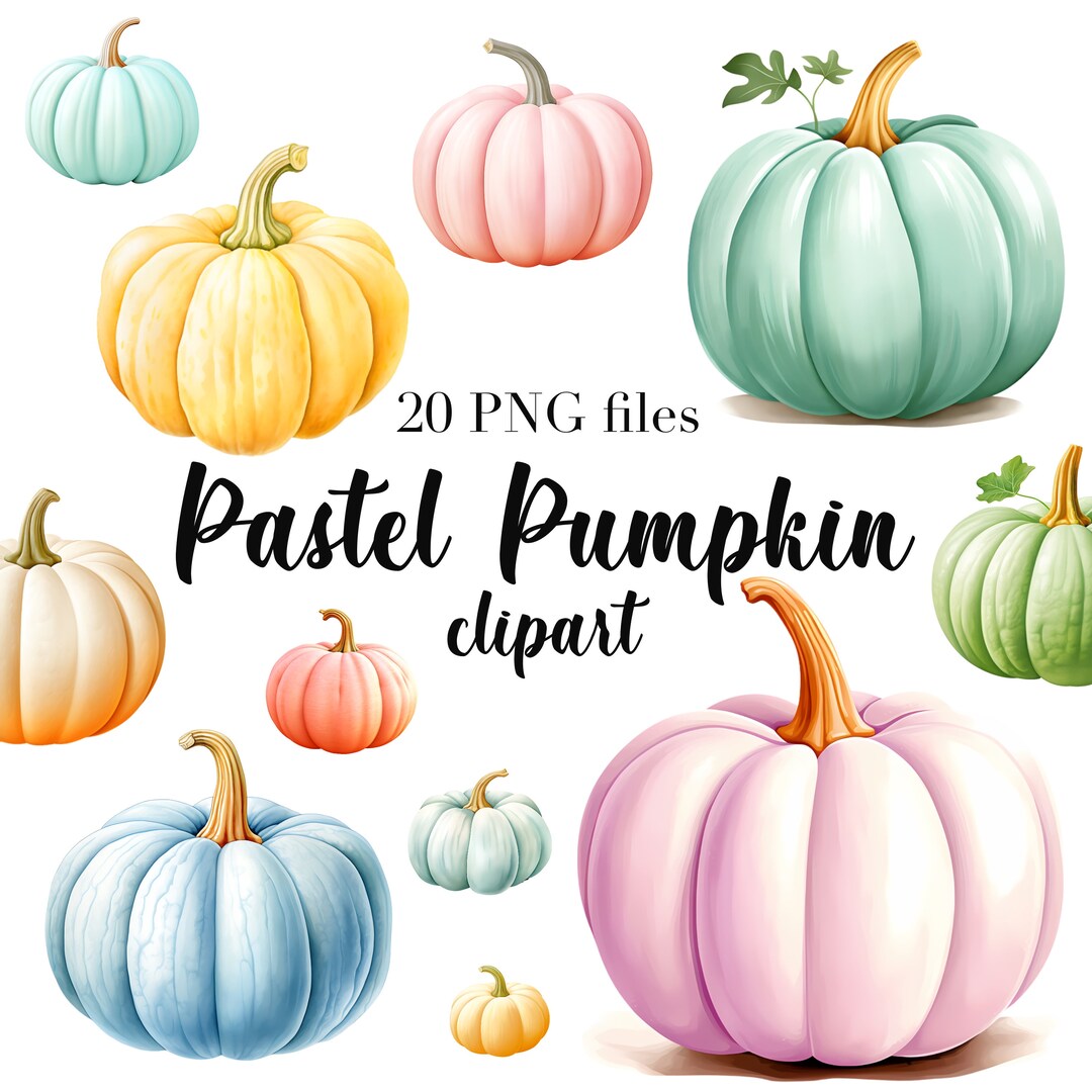 Pastel Pumpkin Clipart, Watercolor Pumpkin, Fall Autumn Design Elements ...
