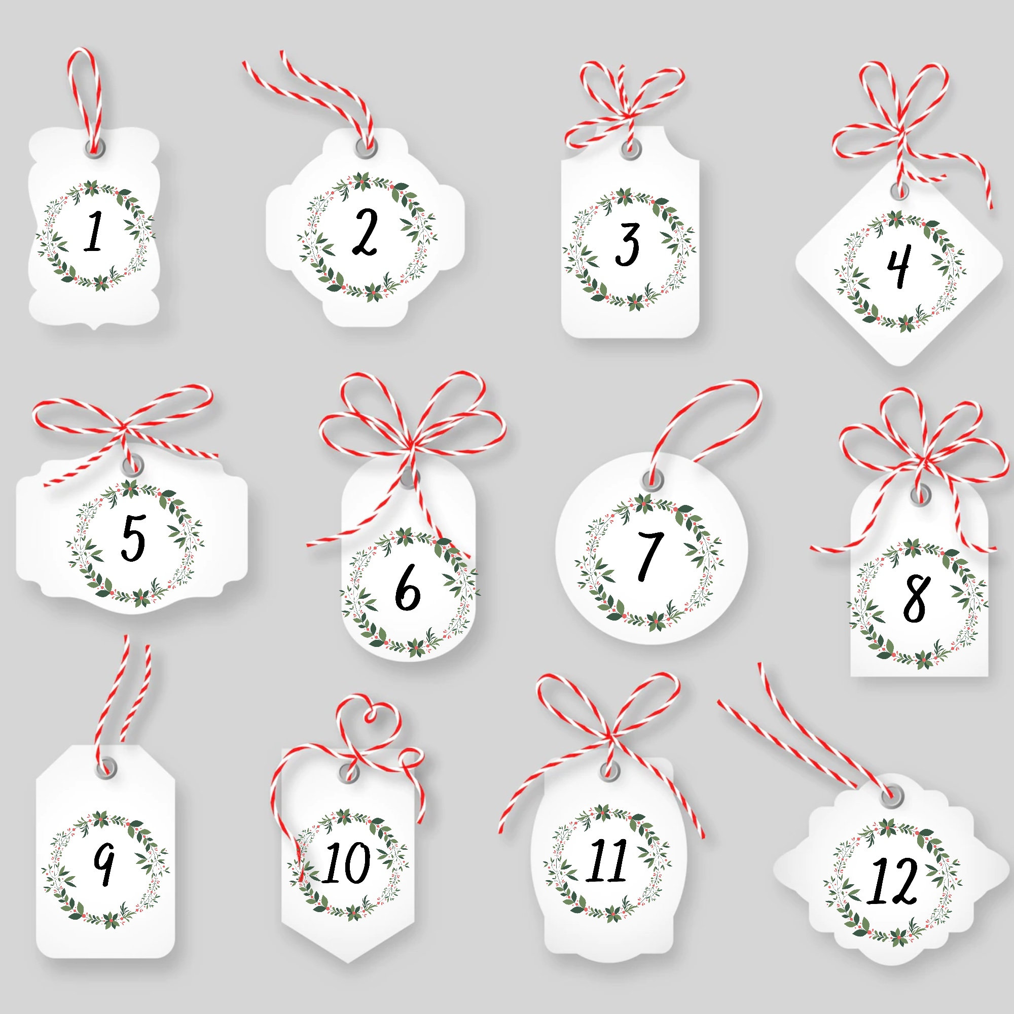 Christmas Advent Numbers PNG Files, DIY Advent Calendar, Numbers 1-25 ...