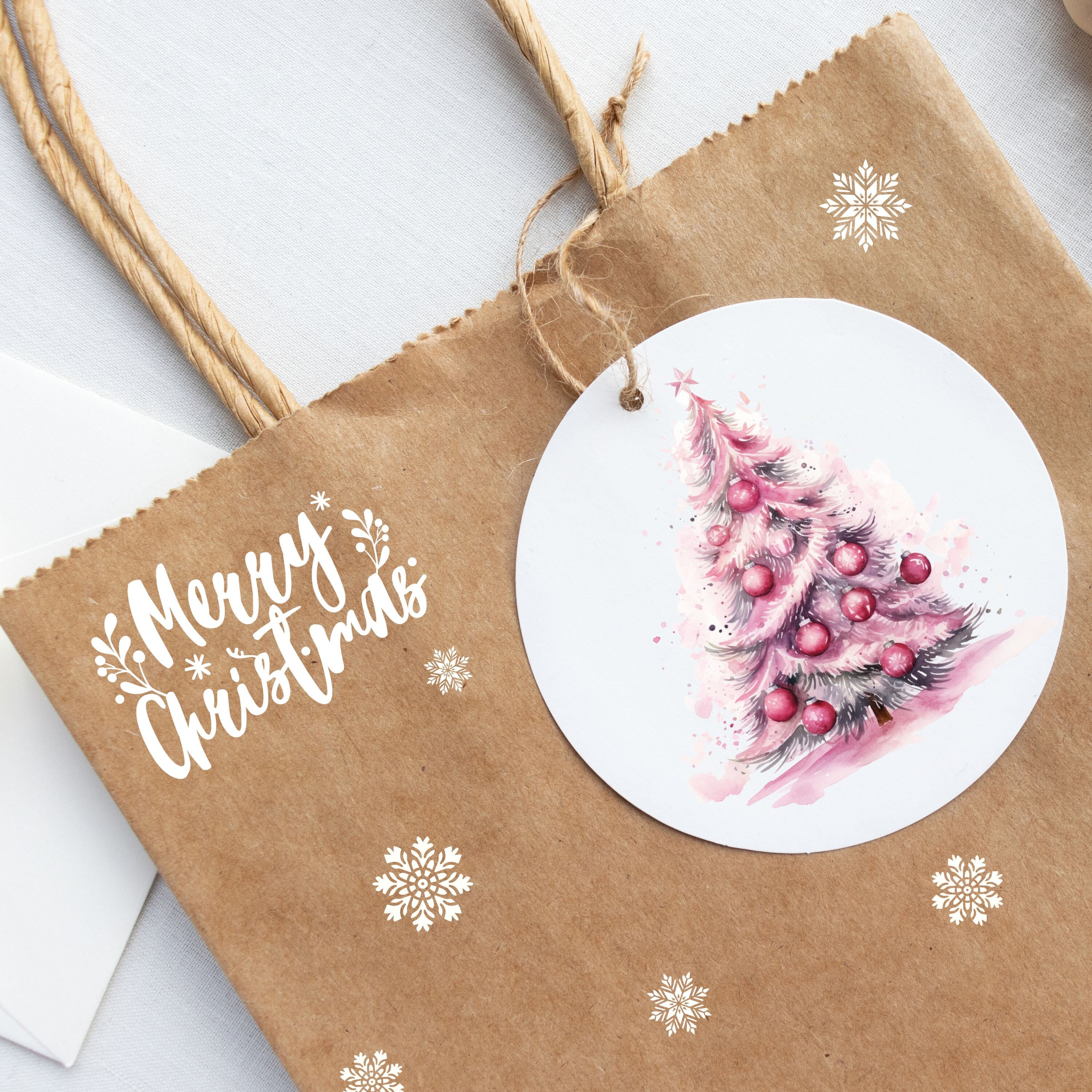 Printable Christmas Tags Pink Christmas Printable Stickers - Etsy