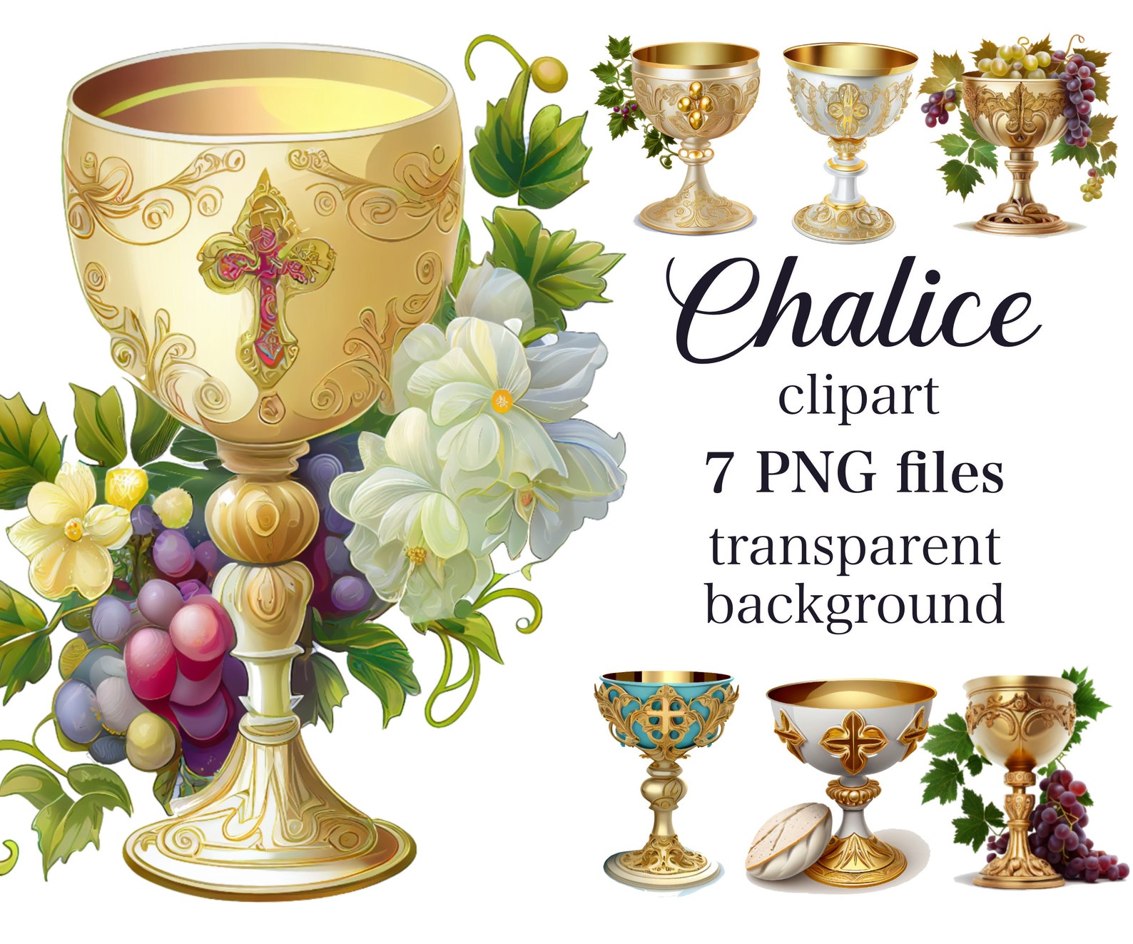 Chalice Clipart, Chalice PNG, Christian Clipart, First Communion, Holy ...