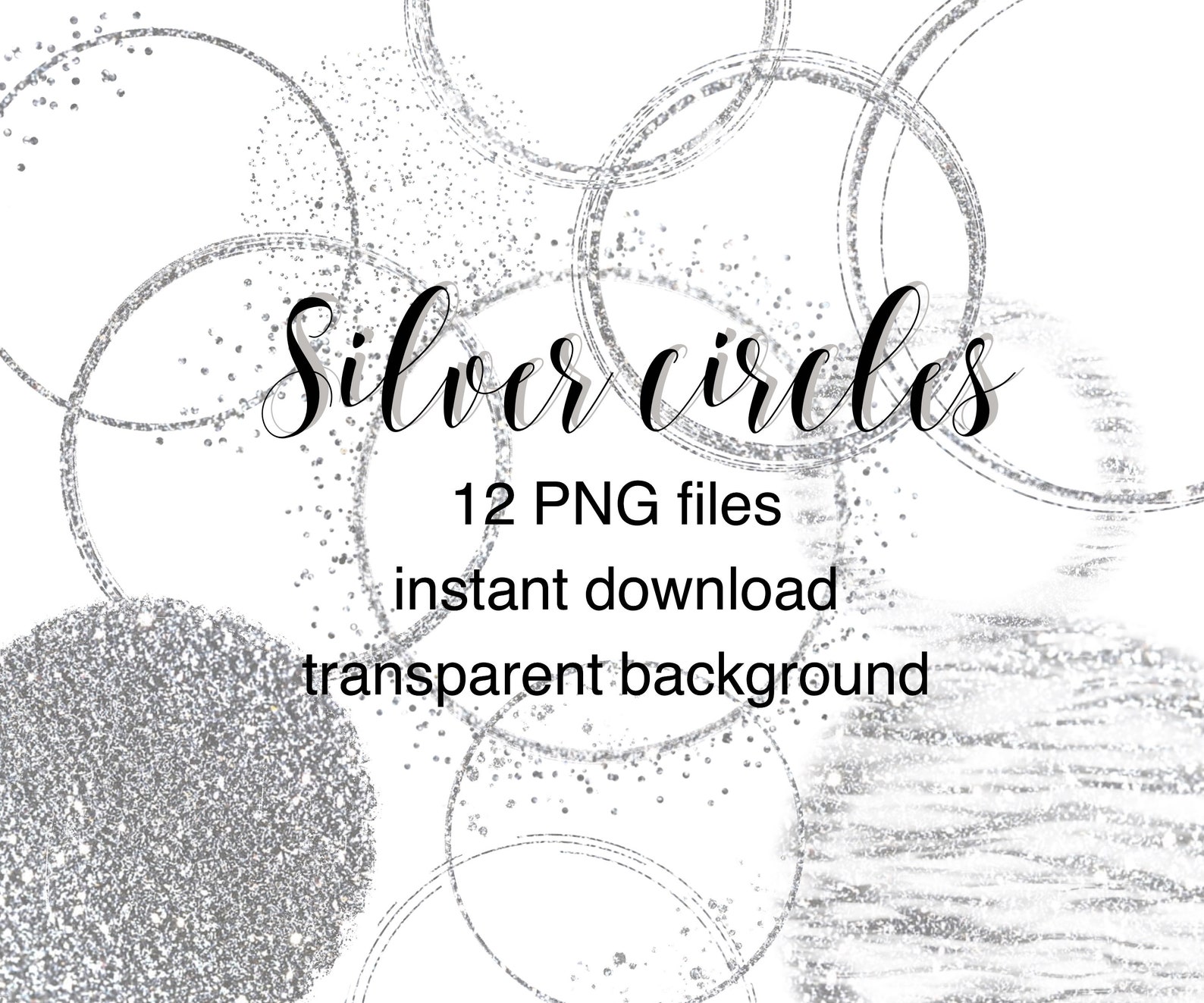 Silver Foil Glitter Circle Logo Clipart, Logo Template Design Elements ...